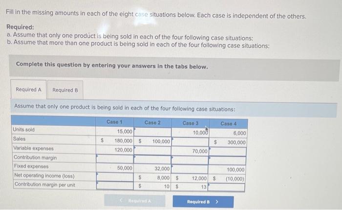 Solved Fill in the missing amounts in each of the eight case | Chegg.com