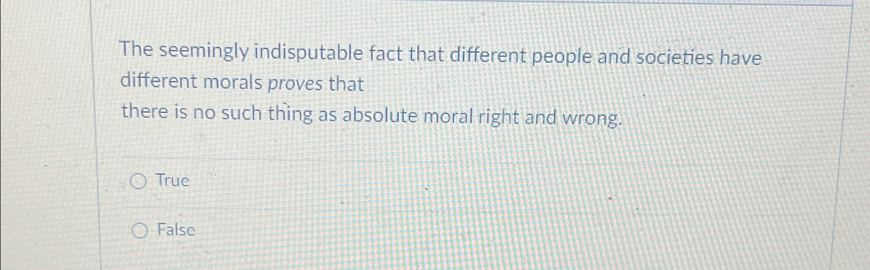 Solved The seemingly indisputable fact that different people | Chegg.com