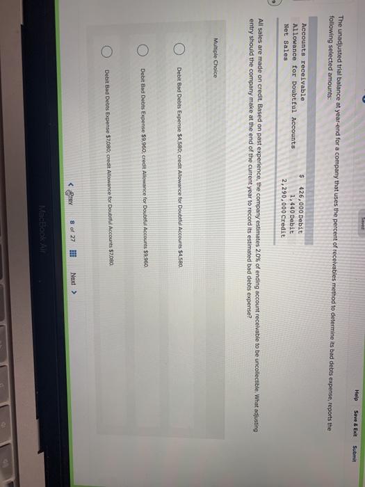 Solved Saved Help Save & Exit Submit The unadjusted trial | Chegg.com