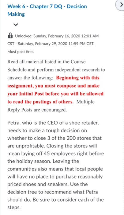 Solved Week 5 - Chapter 6 DQ - Strategic Management Ó | Chegg.com