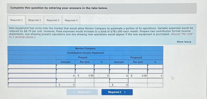 Solved Problem 6-29 (Algo) Changes in Cost Structure; | Chegg.com