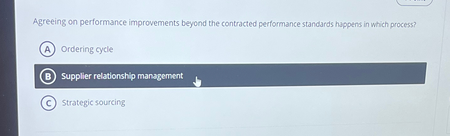 Solved Agreeing on performance improvements beyond the | Chegg.com