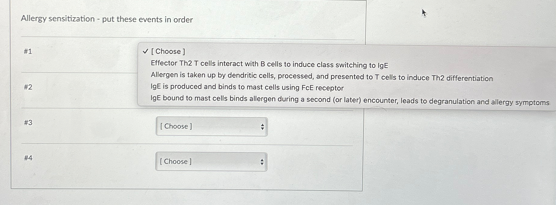 Solved Allergy sensitization - ﻿put these events in order#1 | Chegg.com