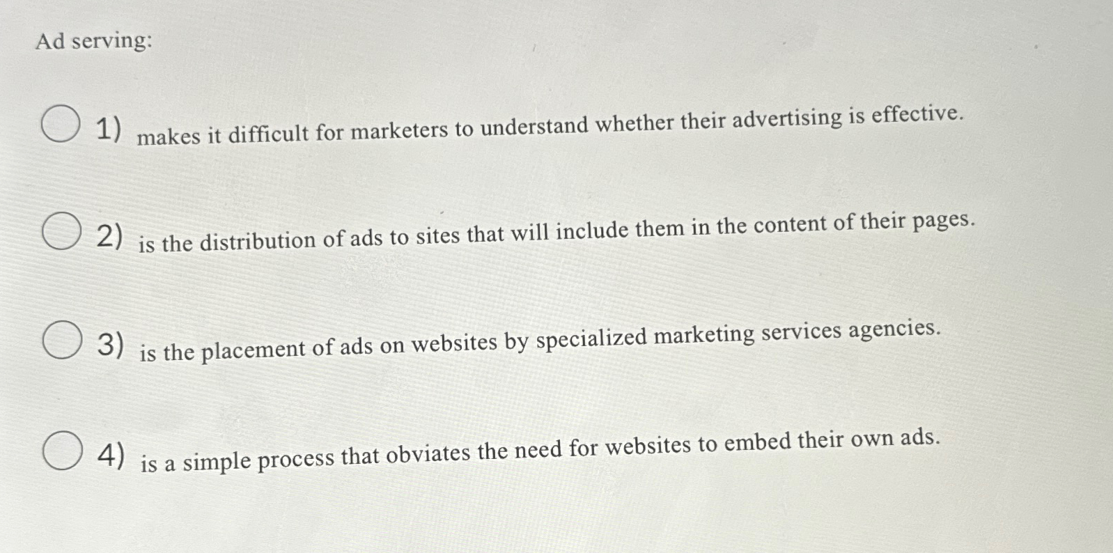Solved Ad serving:makes it difficult for marketers to | Chegg.com