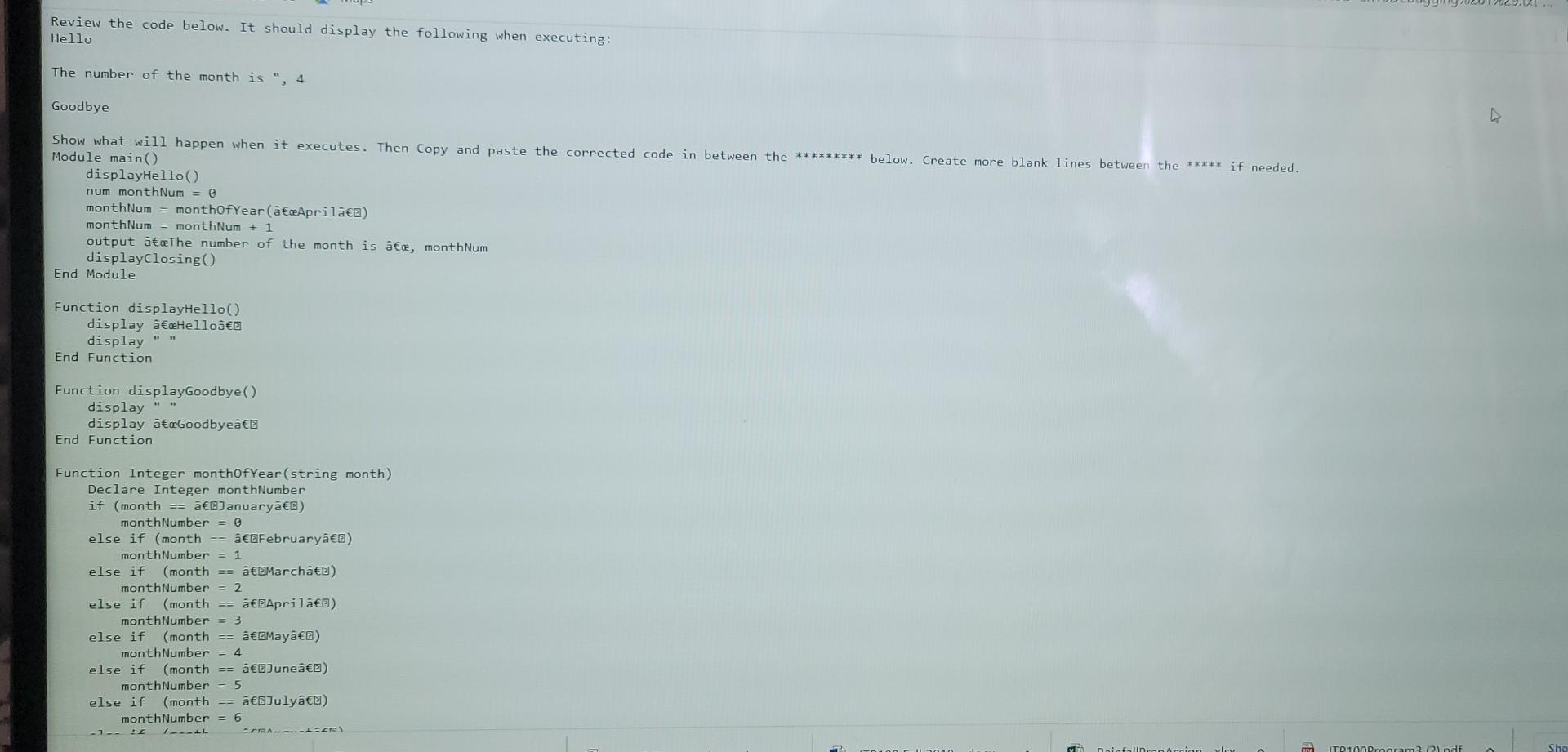 Solved Review the code below. It should display the | Chegg.com