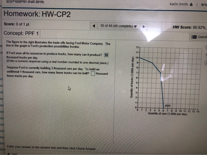 Solved ECO*1020*01 (Fall 2019) Kailin Smith & 911 Homework: | Chegg.com