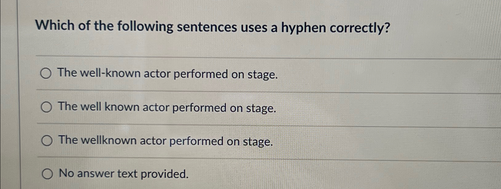 Solved Which of the following sentences uses a hyphen | Chegg.com