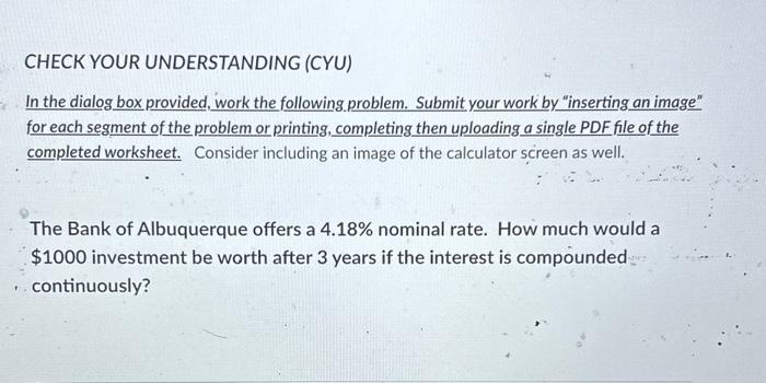 Solved CHECK YOUR UNDERSTANDING (CYU) In the dialog box | Chegg.com