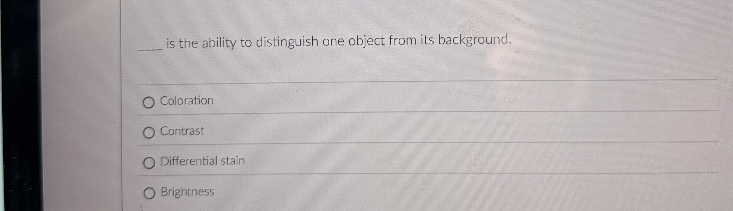 Solved q,is the ability to distinguish one object from its | Chegg.com