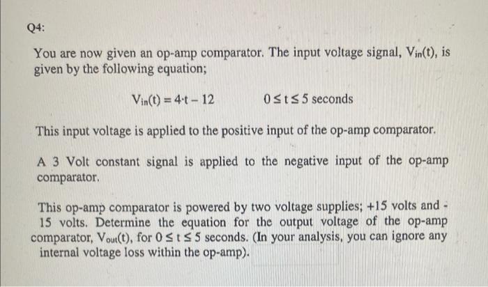 Solved You are now given an op-amp comparator. The input | Chegg.com