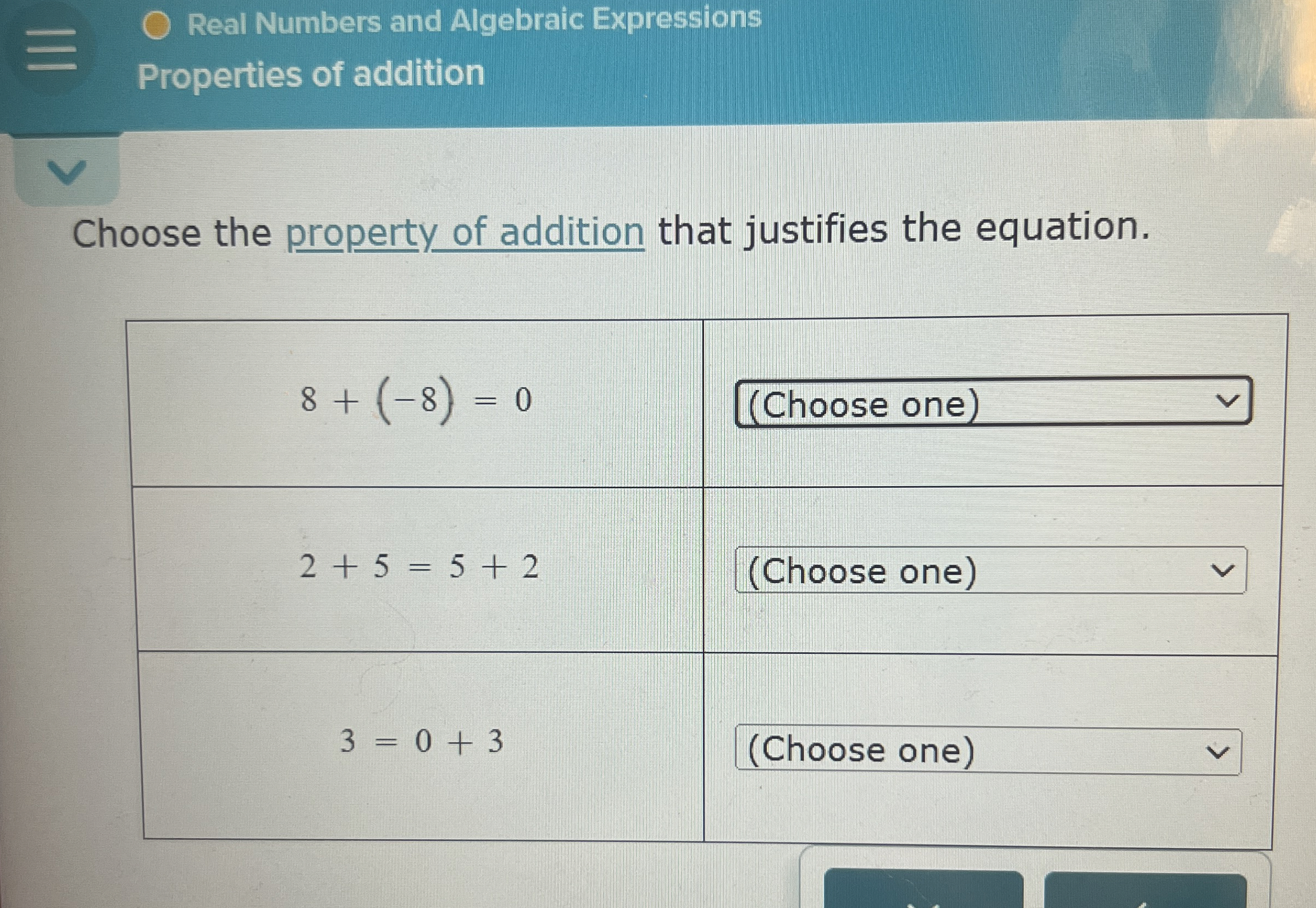 Solved Real Numbers and Algebraic ExpressionsProperties of | Chegg.com