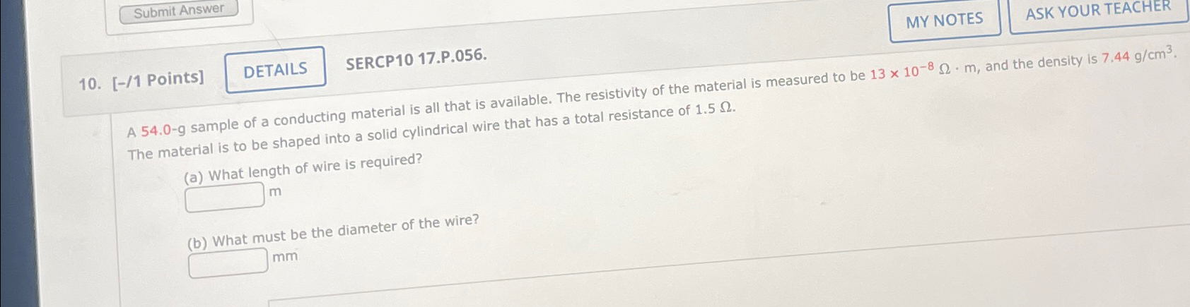 Solved Submit AnswerASK YOUR TEACHER10. [-/1 | Chegg.com