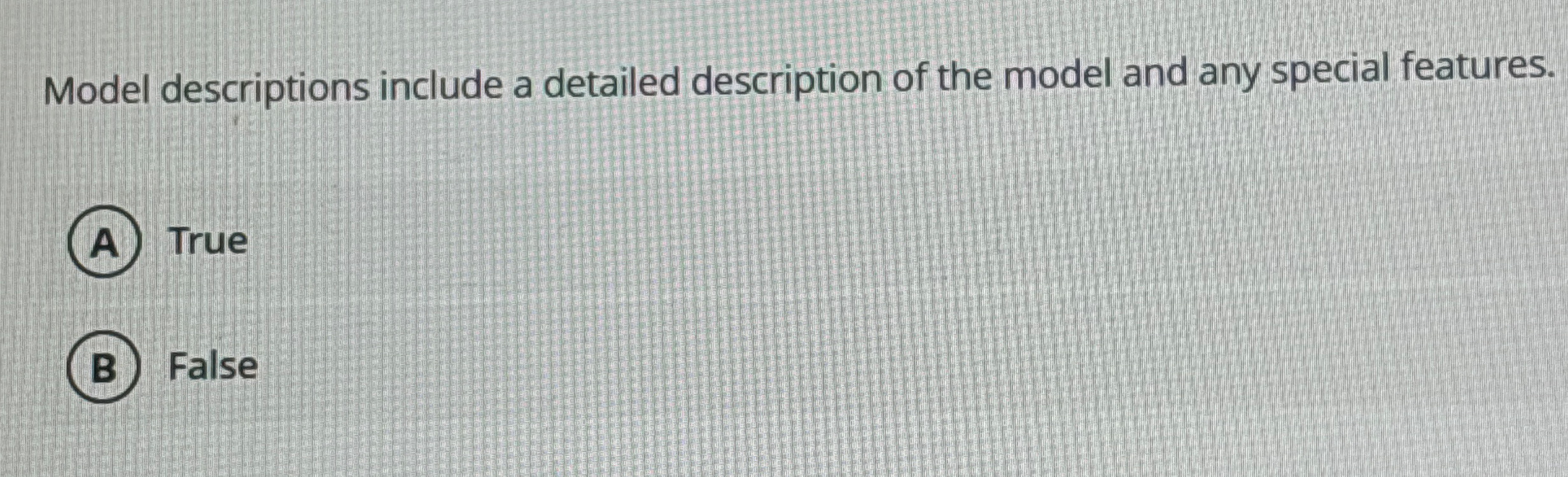 Solved Model descriptions include a detailed description of | Chegg.com