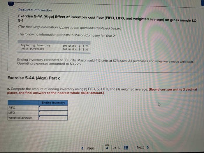 Solved Required information Exercise 5-4A (Algo) Effect of | Chegg.com