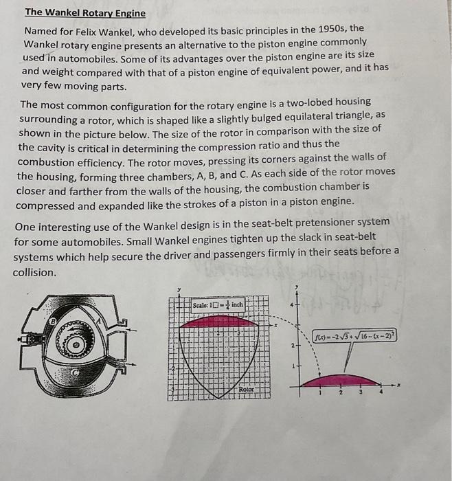 Solved The Wankel Rotary Engine Named for Felix Wankel, who | Chegg.com