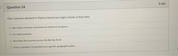 One common element in Native American origin stories | Chegg.com