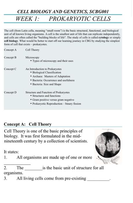 Solved CELL BIOLOGY AND GENETICS, SCBG001 WEEK 1: | Chegg.com