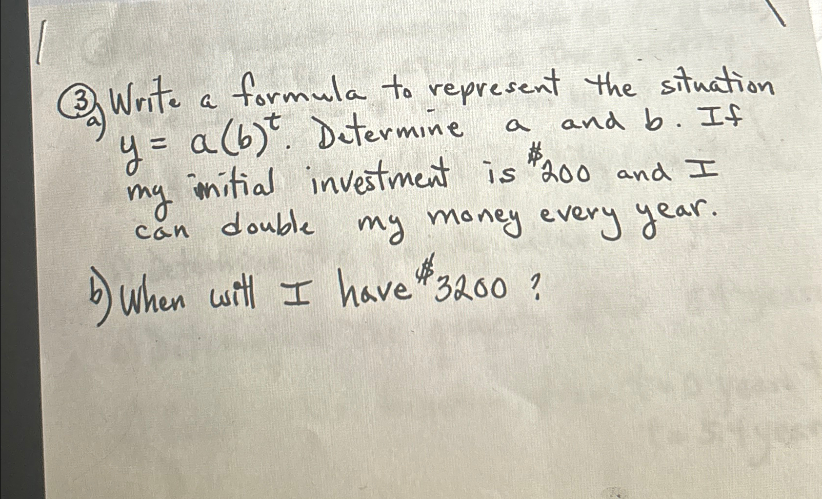 Solved (3) ﻿Write a formula to represent the situation | Chegg.com