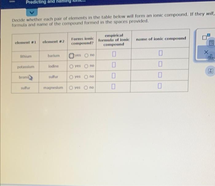 Predicting and Decide whether each pair of elements | Chegg.com