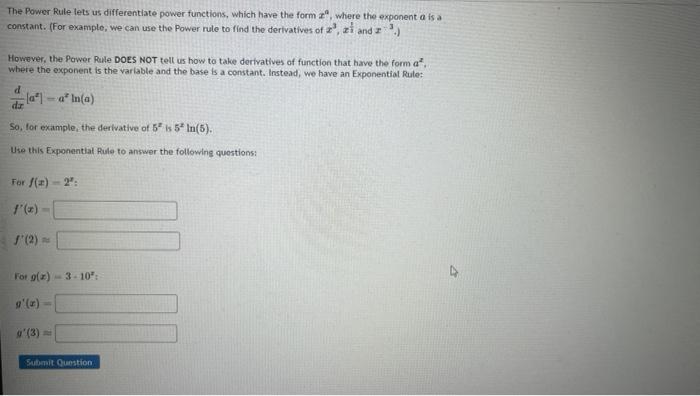 Solved The Power Rule lets us differentiate power functions, | Chegg.com