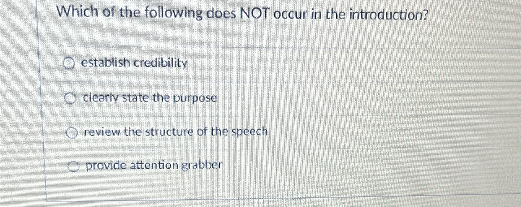 Solved Which of the following does NOT occur in the | Chegg.com