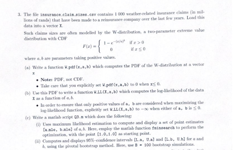 The file insurance_claim_sizes.csv contains 1000 | Chegg.com