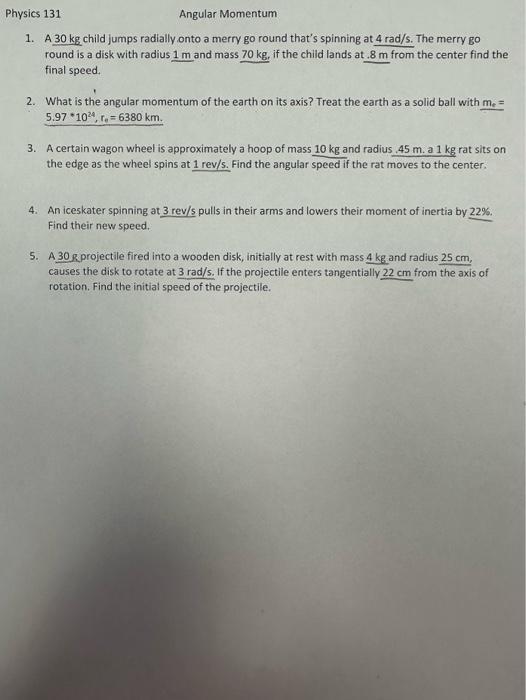 Solved Physics 131 Angular Momentum 1. A 30 kg child jumps | Chegg.com