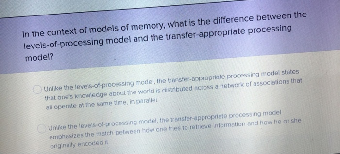 Solved In the context of models of memory, what is the | Chegg.com