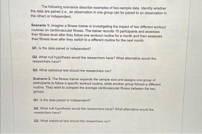 Solved The following scenarios describe examples of | Chegg.com