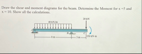 Solved Draw the shear and moment diagrams foe the beam. | Chegg.com
