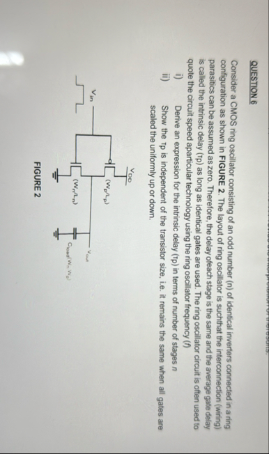 Solved QUESTION 6Consider a CMOS ring oscillator consisting | Chegg.com