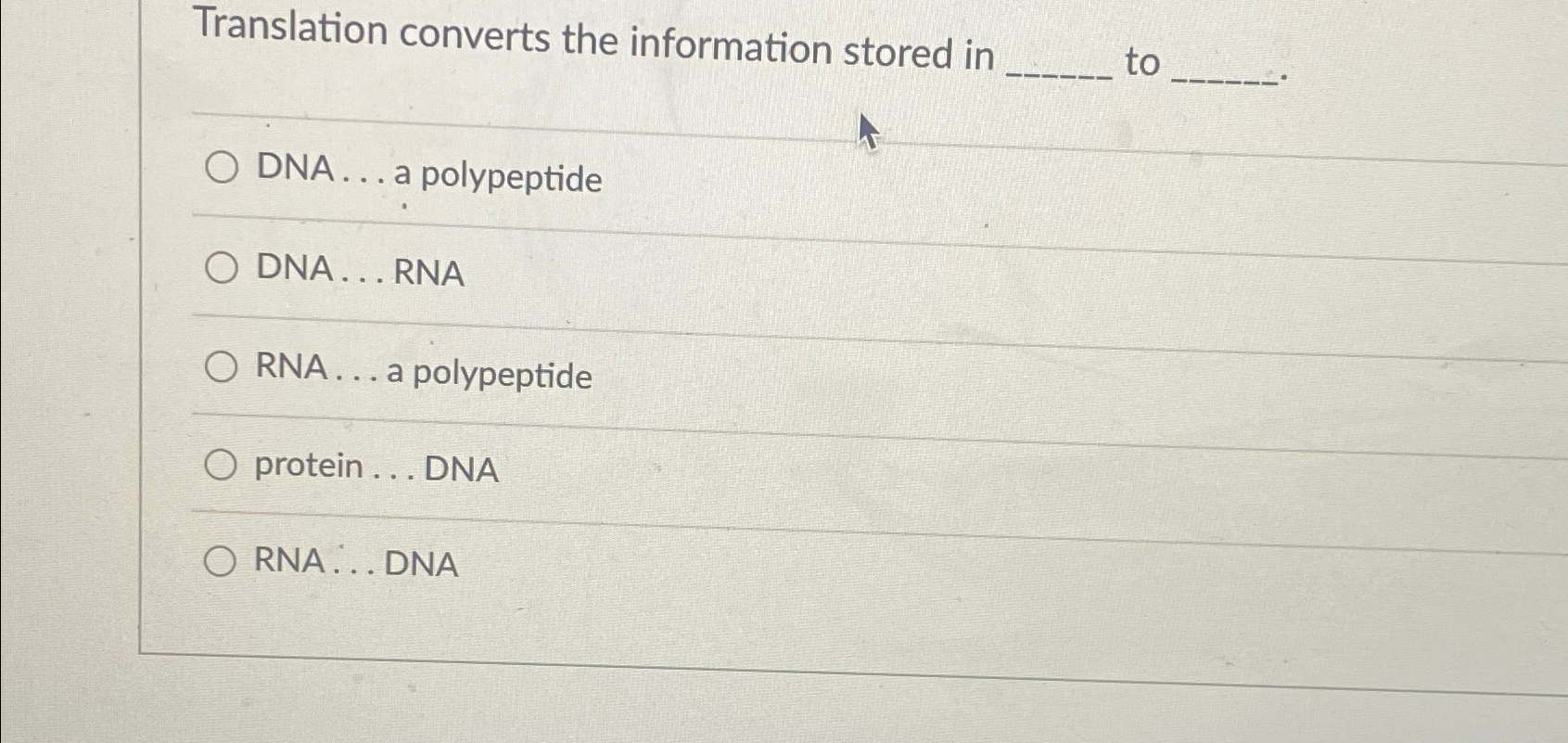 Translation converts the information stored in | Chegg.com