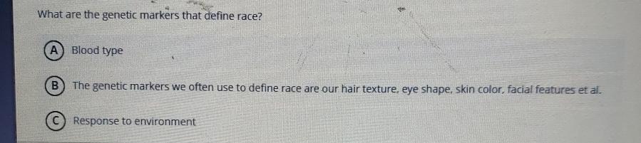 Solved What are the genetic markers that define race?Blood | Chegg.com