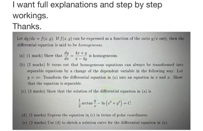Solved I want full explanations and step by step workings. | Chegg.com