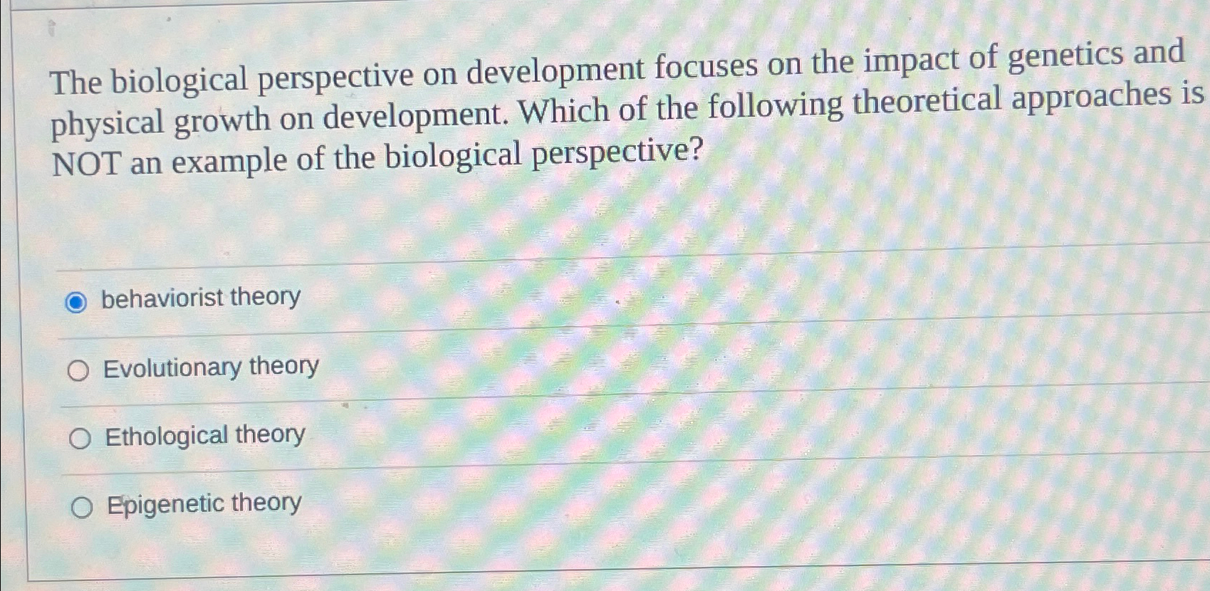 Solved The biological perspective on development focuses on | Chegg.com