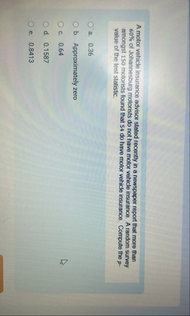 Solved A motor vehicle insurance advisor stated recently in | Chegg.com