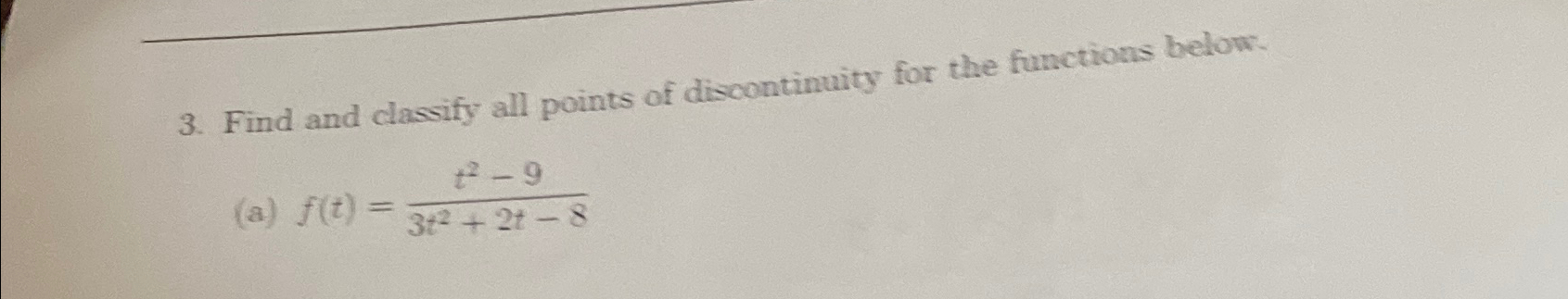 Solved Find and classify all points of discontinuity for the | Chegg.com