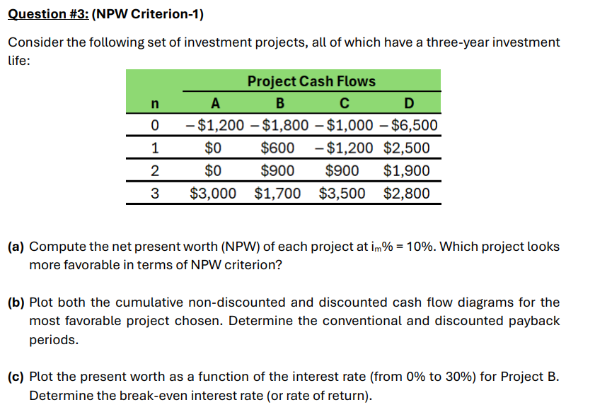 Solved Question #3: (NPW Criterion-1)Consider the following | Chegg.com