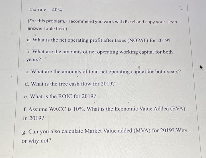 Solved Use the following financial information to answer the | Chegg.com
