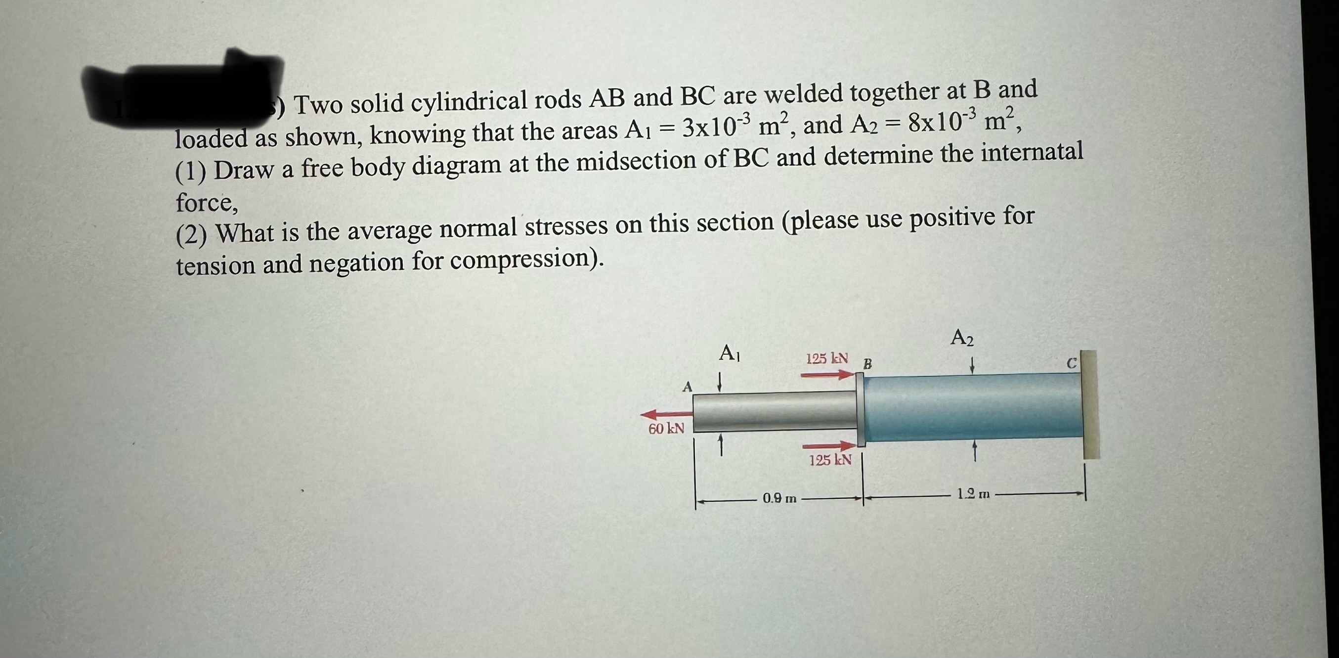 Solved Two solid cylindrical rods AB ﻿and BC ﻿are welded | Chegg.com