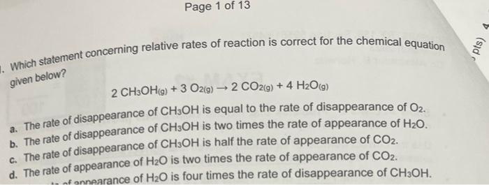 Solved Which statement concerning relative rates of reaction | Chegg.com