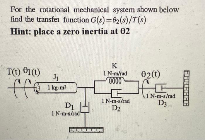 Solved For the rotational mechanical system shown below find | Chegg.com