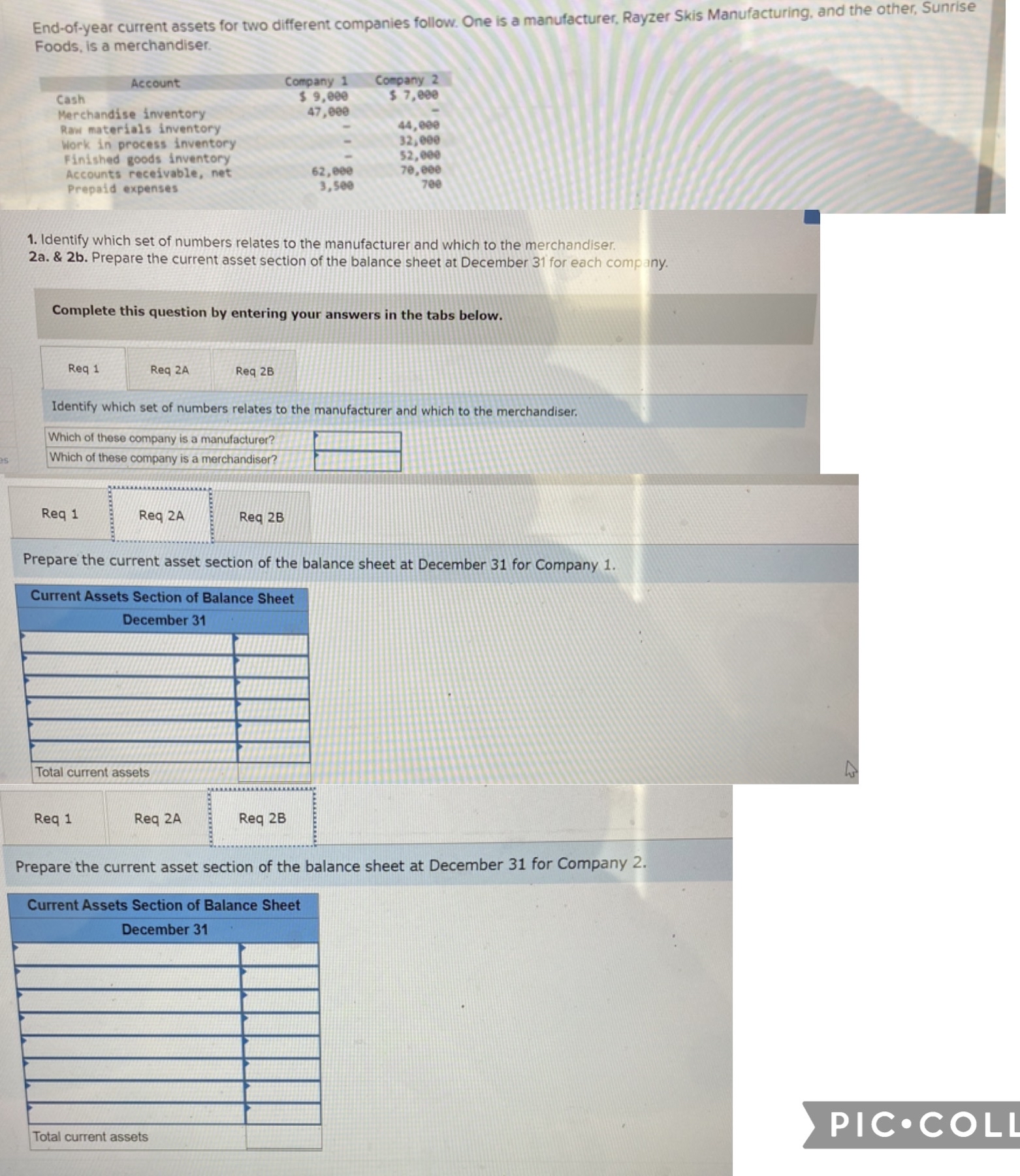 Solved End-of-year current assets for two different | Chegg.com