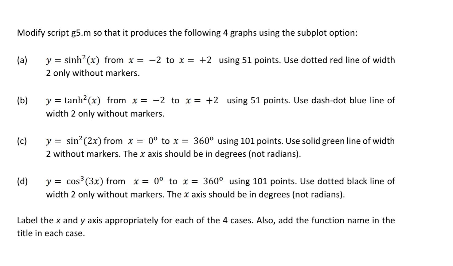 Solved Modify script g5.m so that it produces the following | Chegg.com