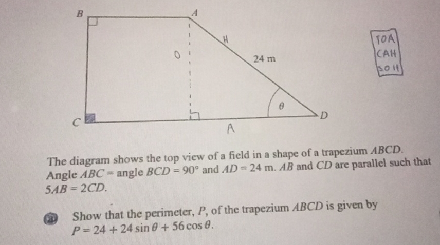 Solved The diagram shows the top view of a field in a shape | Chegg.com