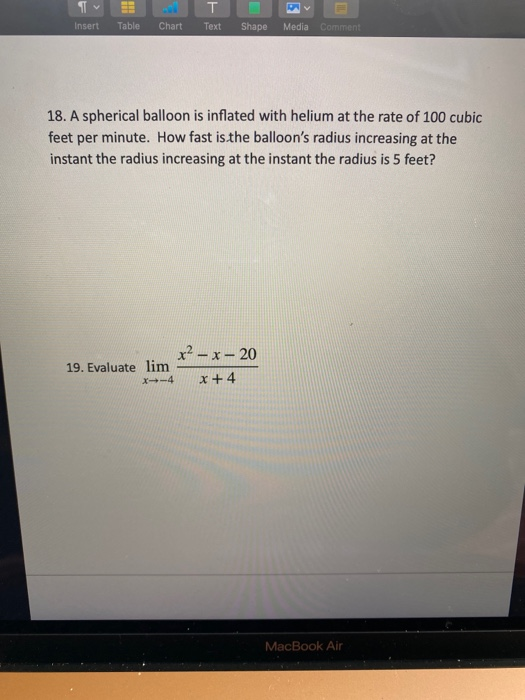 Solved TET E Insert Table Chart Text Shape Media Comment 18. | Chegg.com