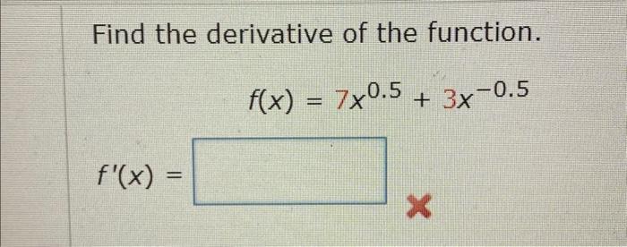 Solved Find the derivative of the function. | Chegg.com