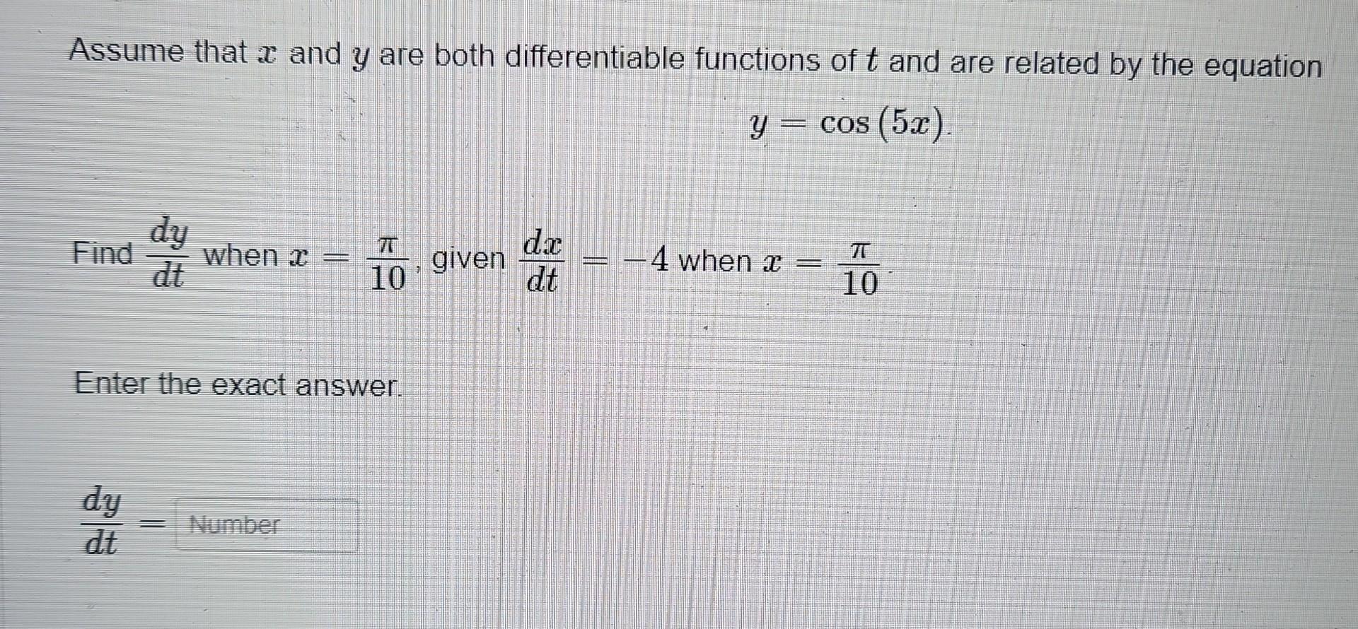 Solved Assume that x and y are both differentiable functions | Chegg.com