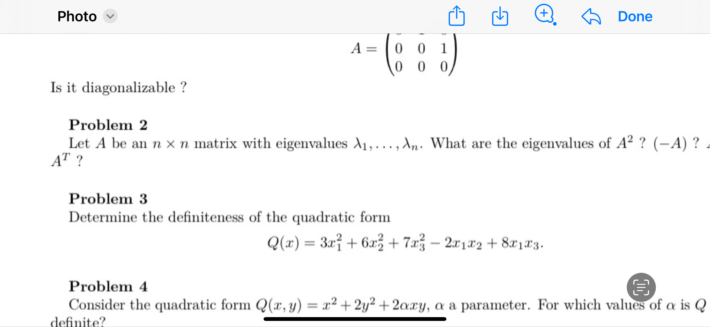 Solved Problem 2Let A ﻿be an n×n ﻿matrix with eigenvalues | Chegg.com