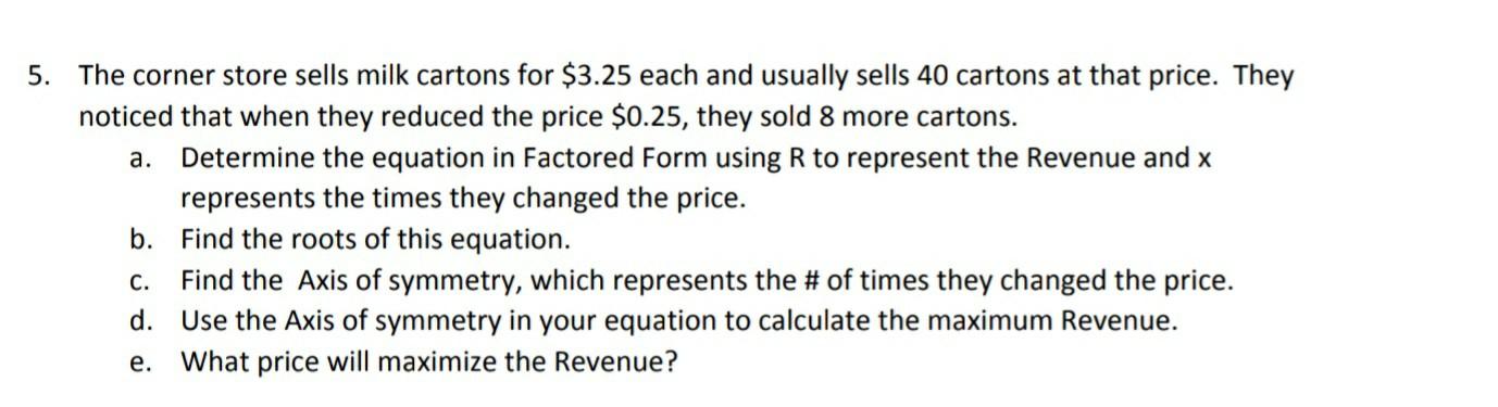 Quadratic Word Problems Using Factored and Vertex | Chegg.com